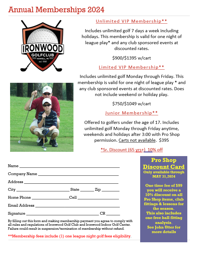 Memberships - Ironwood Golf Club